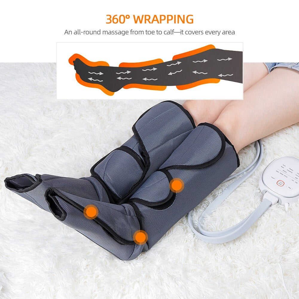 Air Compression Pneumatic Foot and Calf Heated Air Wraps Massager ...